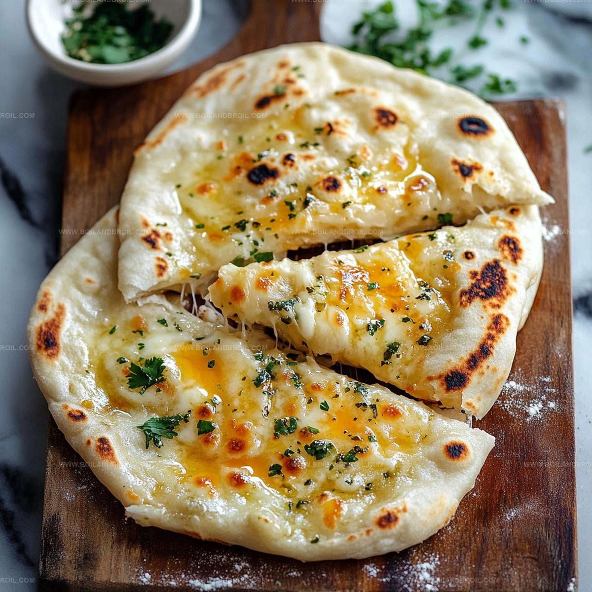 Fluffy Homemade Cheese-Stuffed Garlic Naan Recipe - Boil And Broil