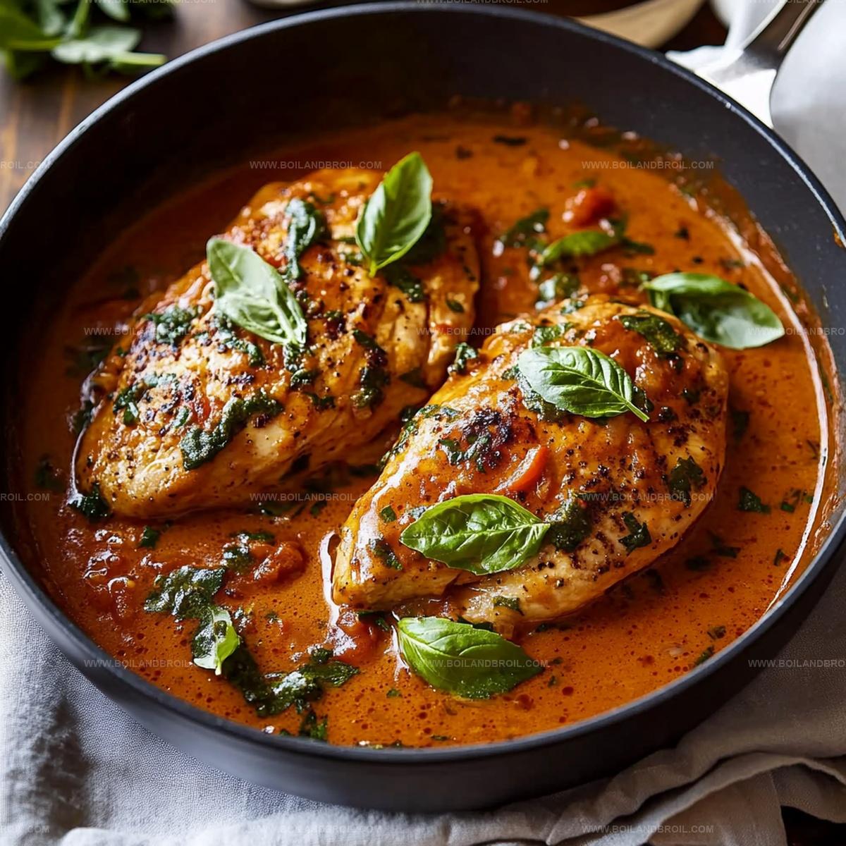 Sizzling Garlic Basil Chicken in Tomato Butter Sauce Recipe - Boil And ...